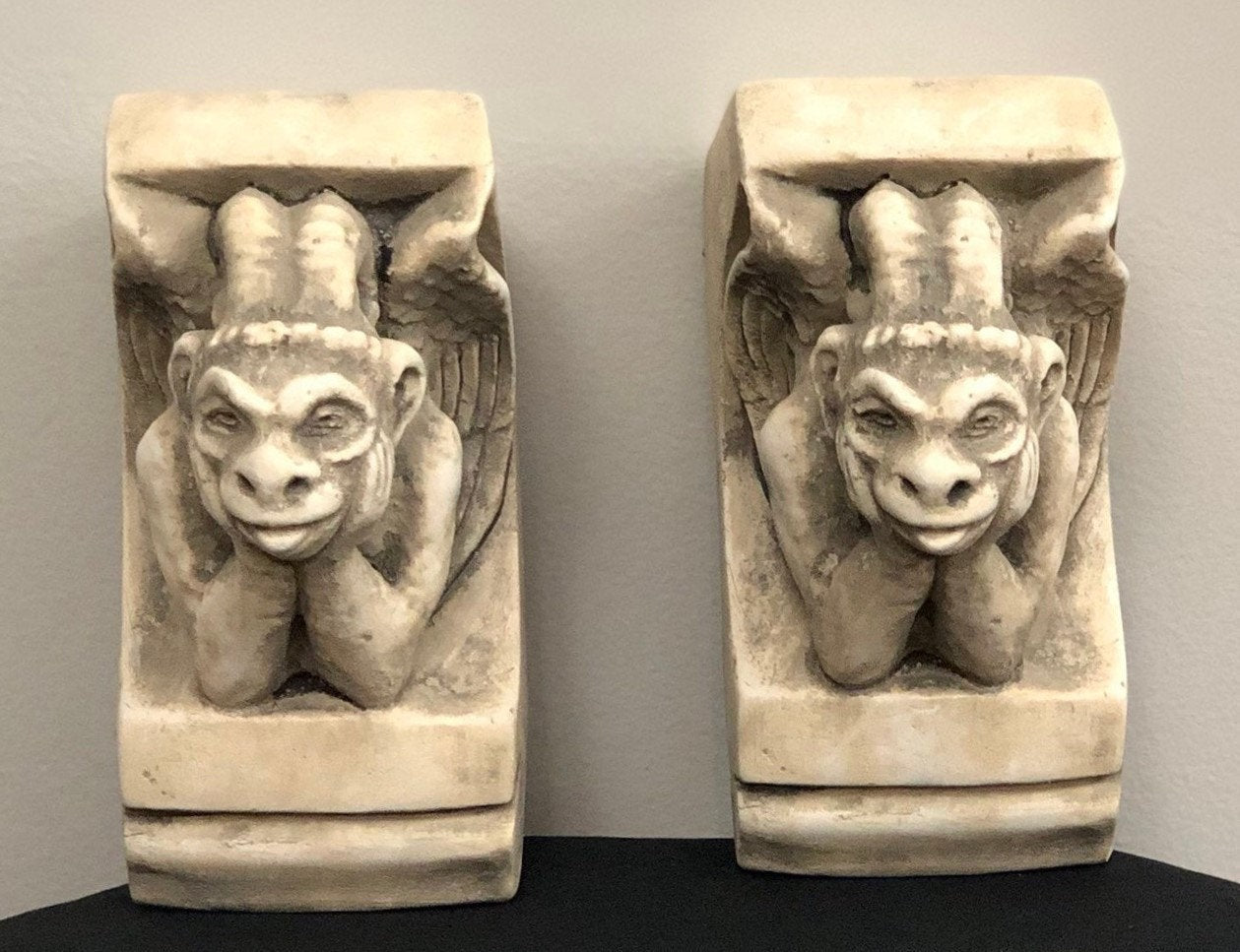 Pair of Notre Dame Spitting Gargoyle Corbel Brackets – Art of History ...