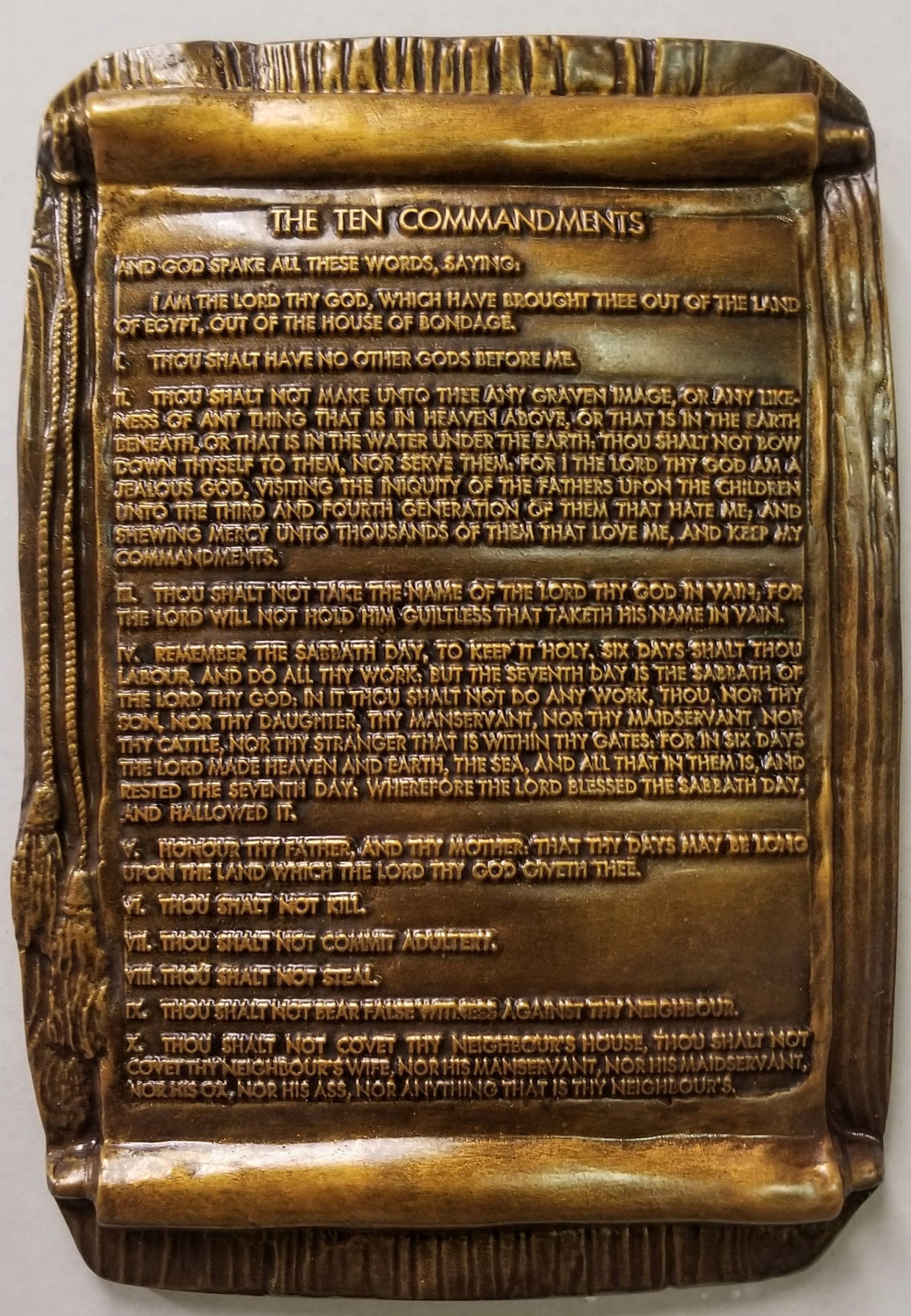 Ten Commandments Wall Sculpture Home Decor Art Plaque – Art of History ...